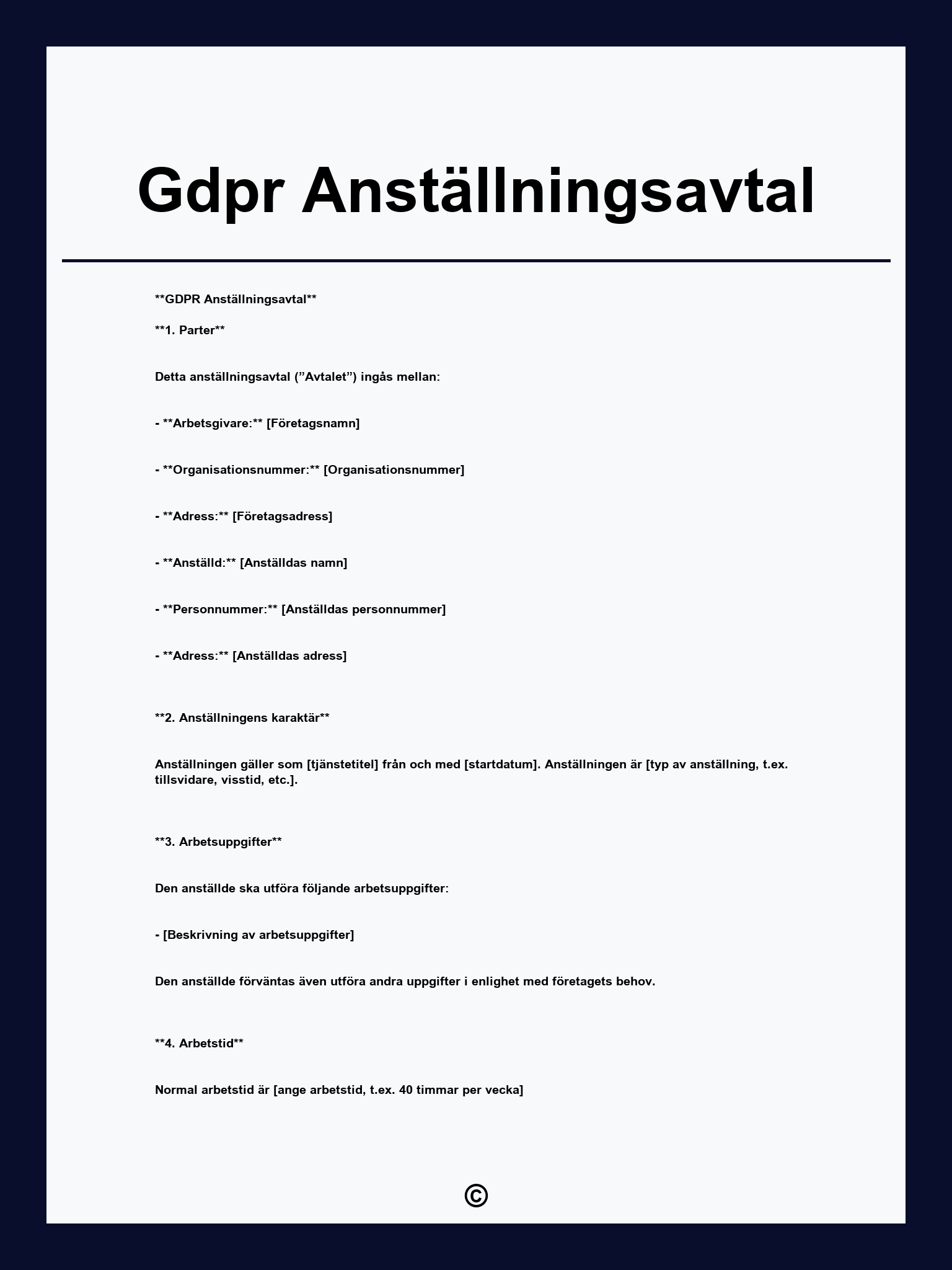 Gdpr Anställningsavtal